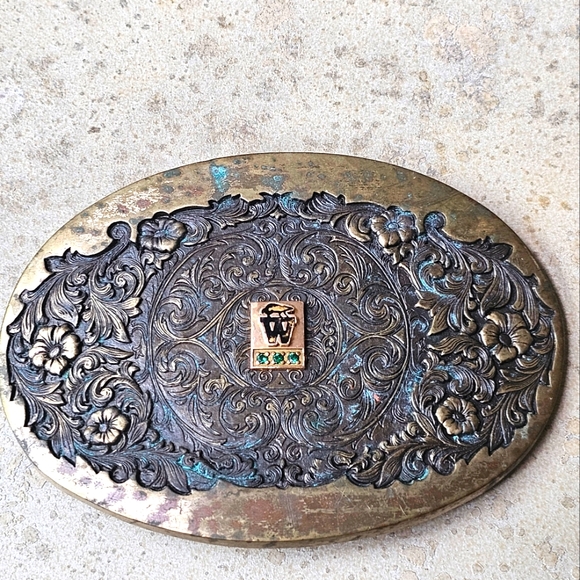 o. c. tanner | Accessories | O C Tanner Belt Buckle With K Gold Emblem 3 Emeralds And W | Poshmark